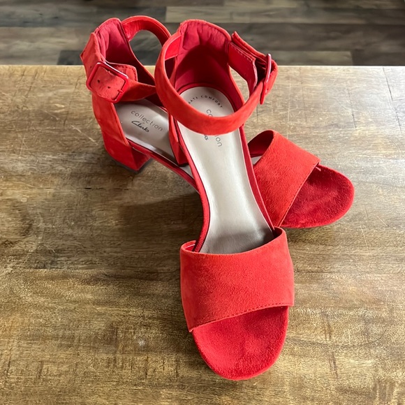 Clarks | Shoes | Clarks Red Suede Sandals | Poshmark